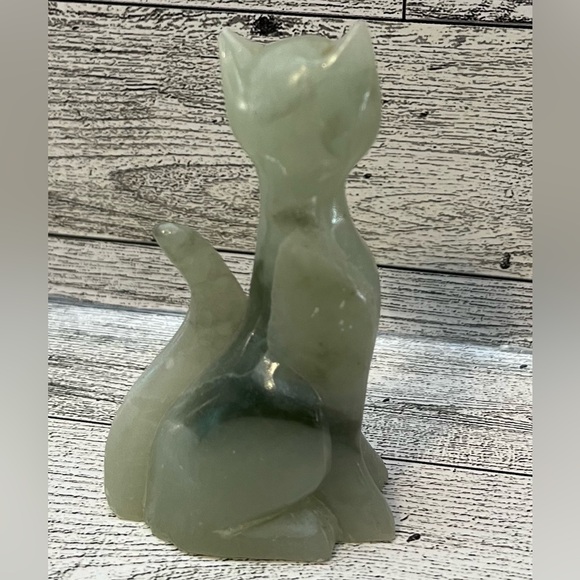 Art | Carved Jade Siamese Cat Sculpture Green Marbled Cat Statue | Poshmark